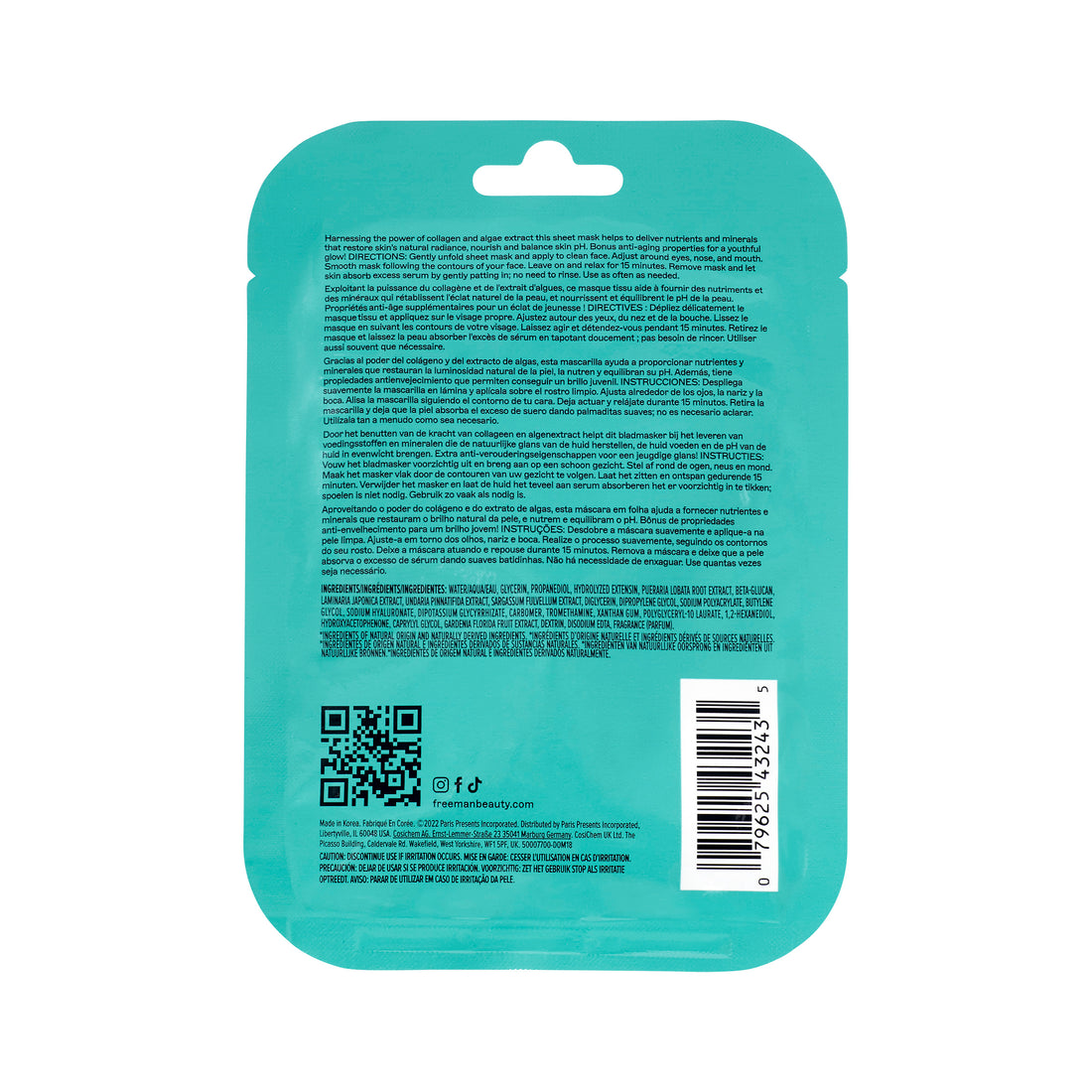 Freeman Plumping Collagen Facial Sheet Mask, Collagen & Algae, Face ...